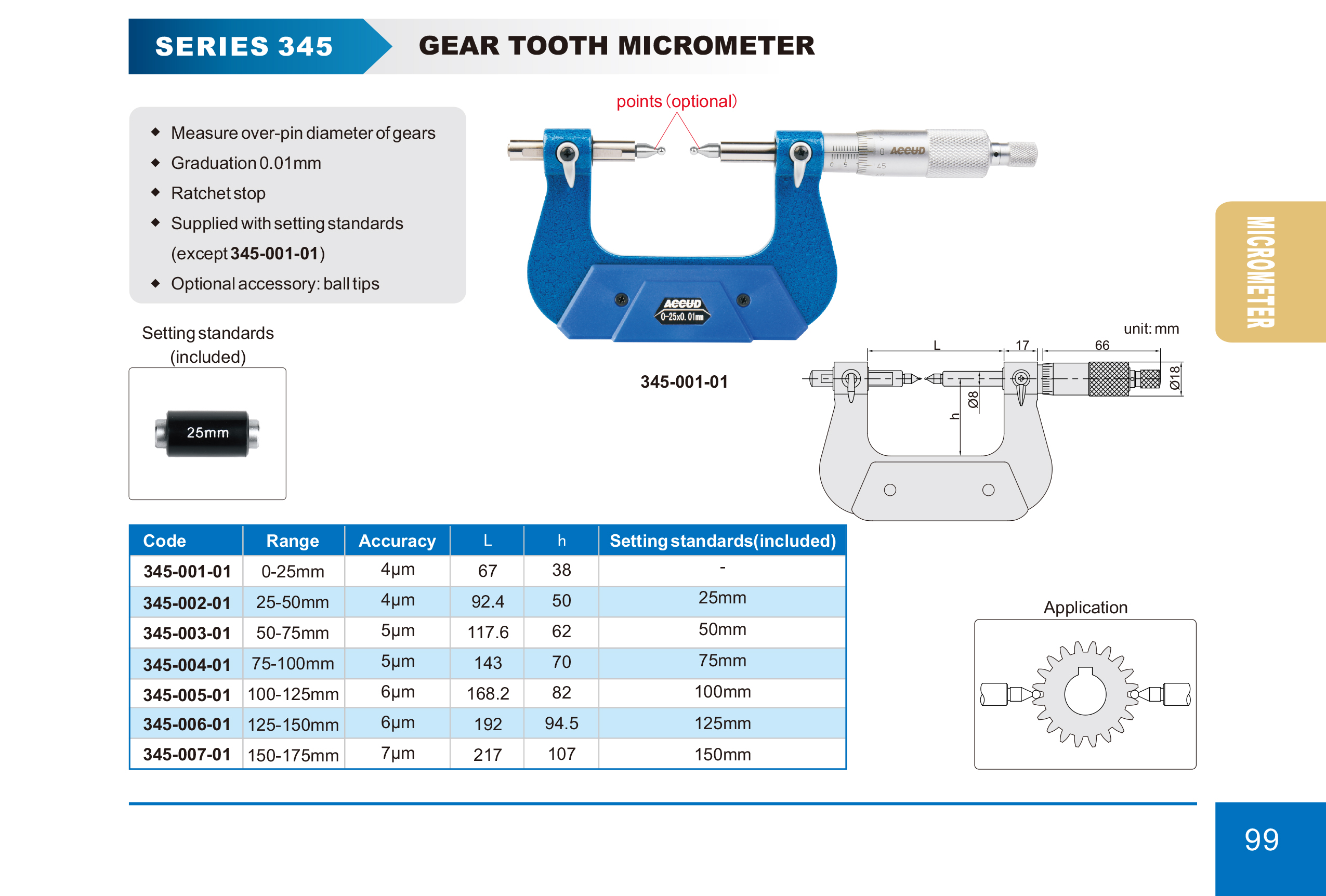 GEAR TOOTH MICROMETER - ACCUD