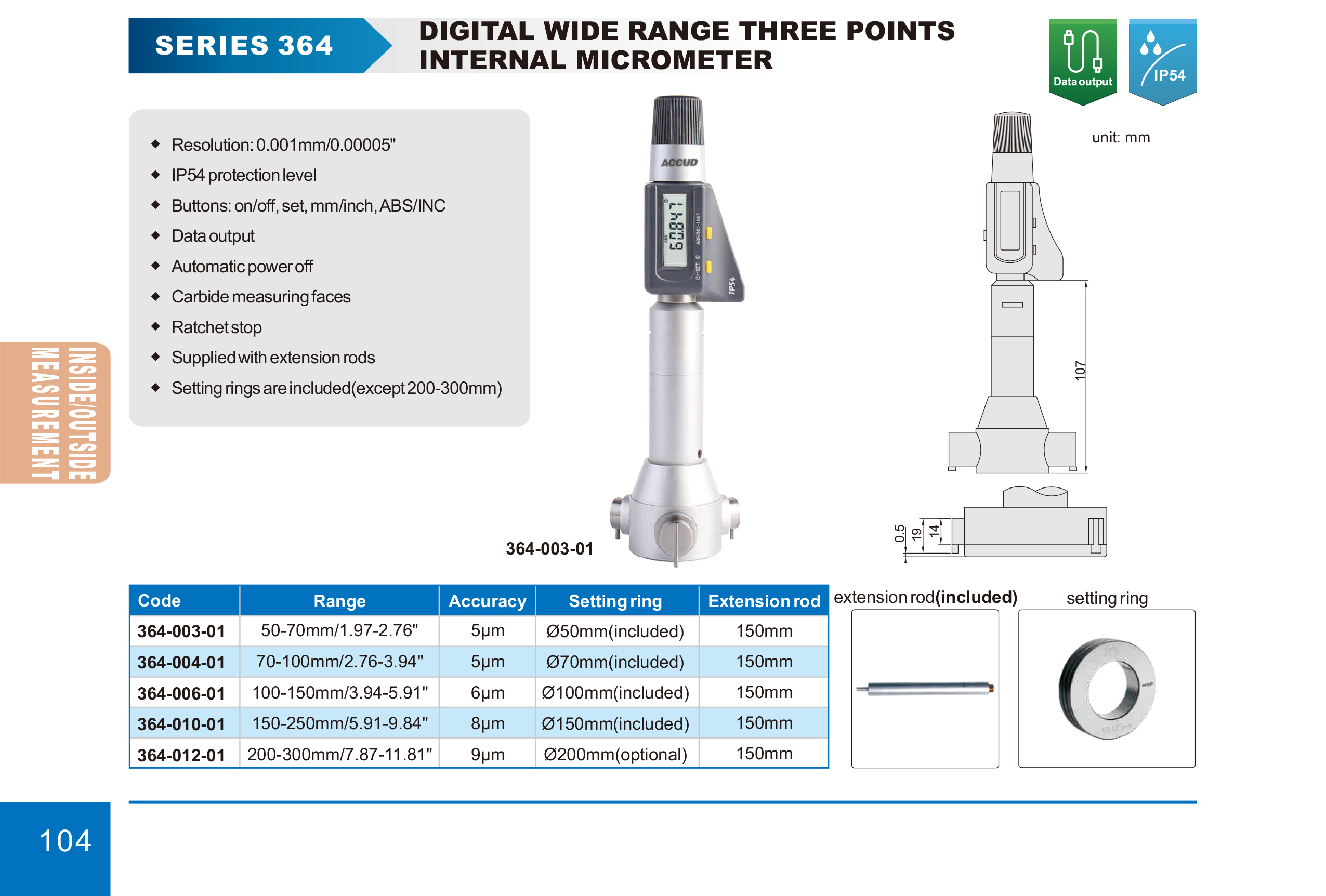 DIGITAL WIDE RANGE THREE POINTS INTERNAL MICROMETER - ACCUD DIGITAL WIDE RANGE THREE POINTS INTERNAL MICROMETER - ACCUD